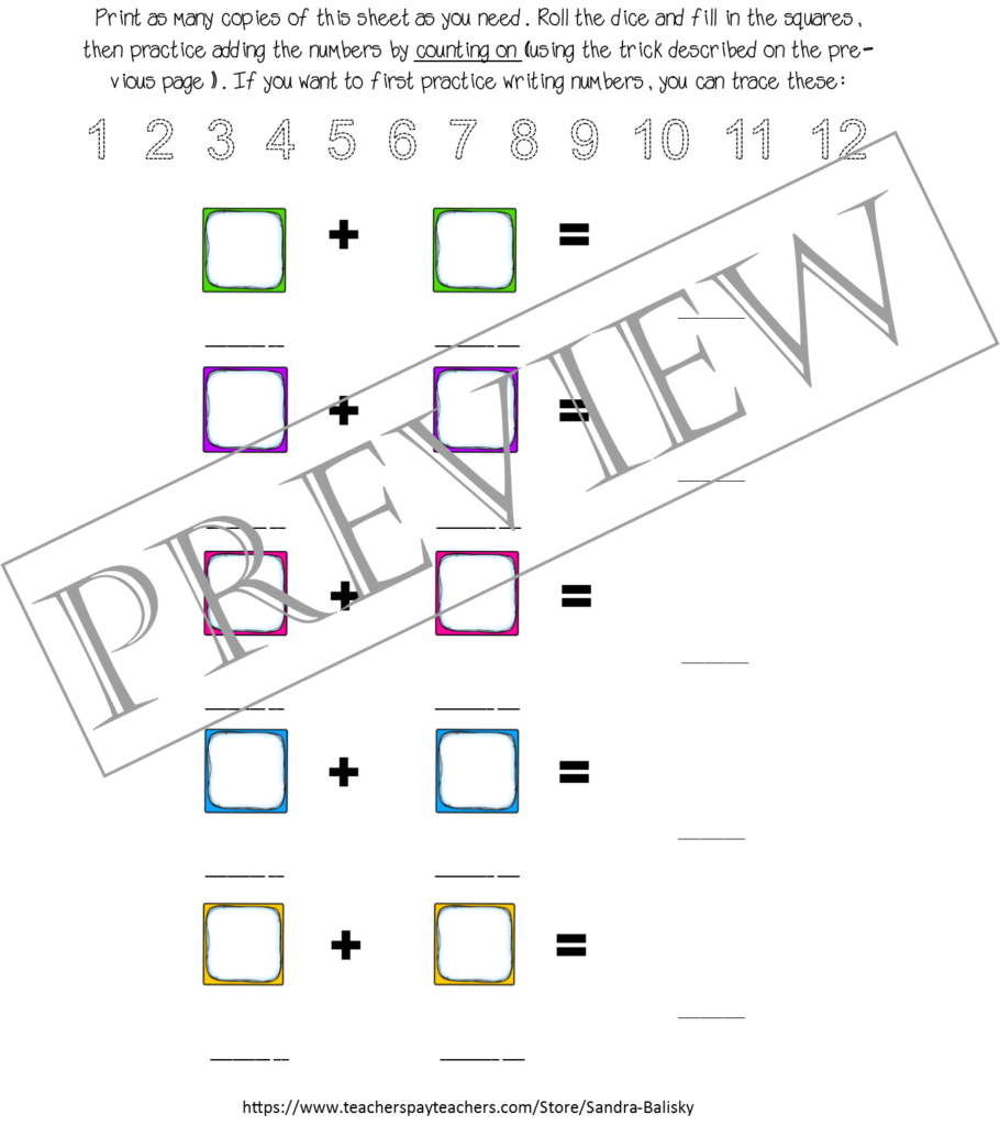 Math with Dice -- Addition and Probability ⋆ R.E.A.L.-World Learners