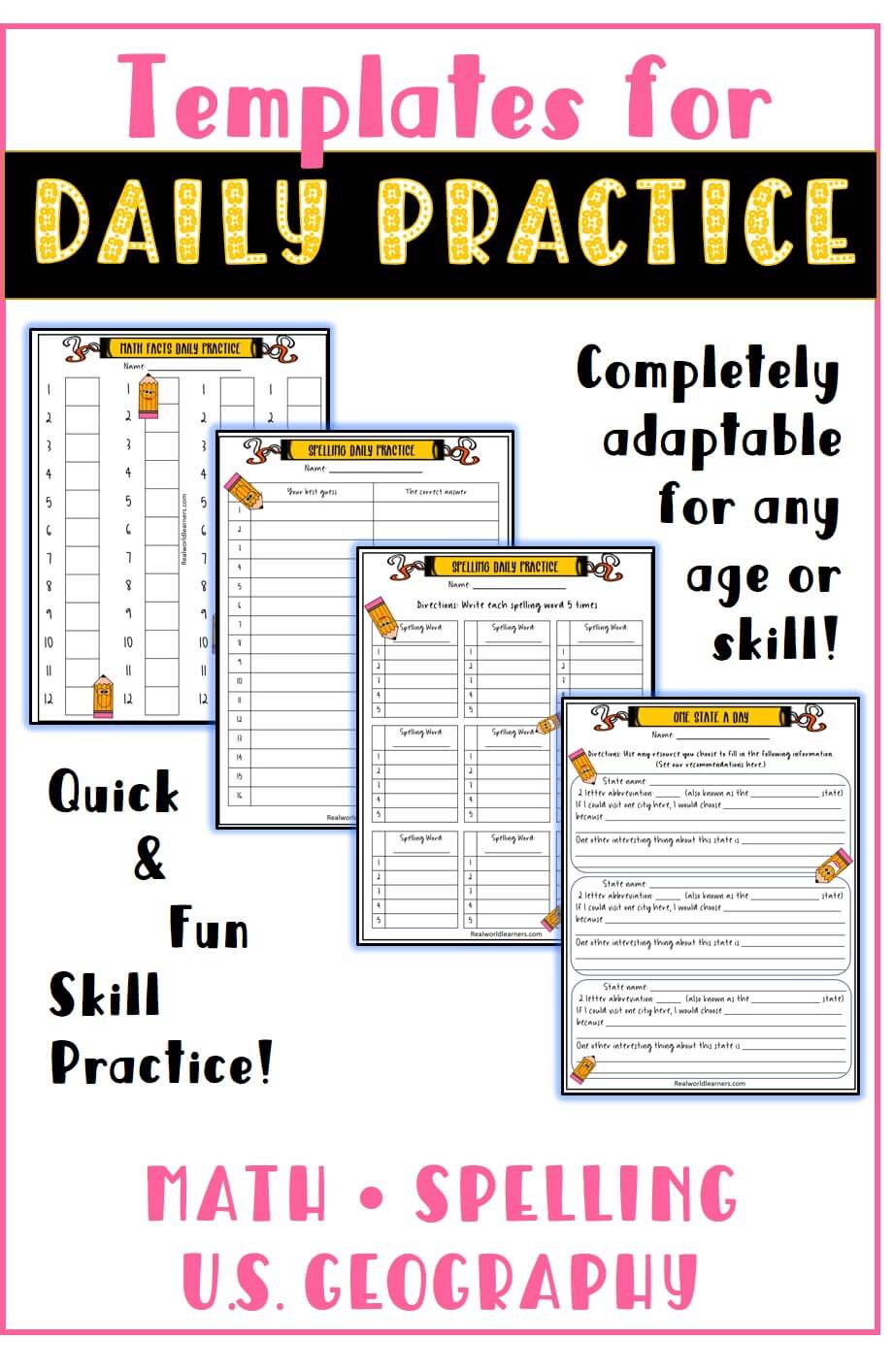 Daily Skills Practice Templates ⋆ R.E.A.L.-World Learners